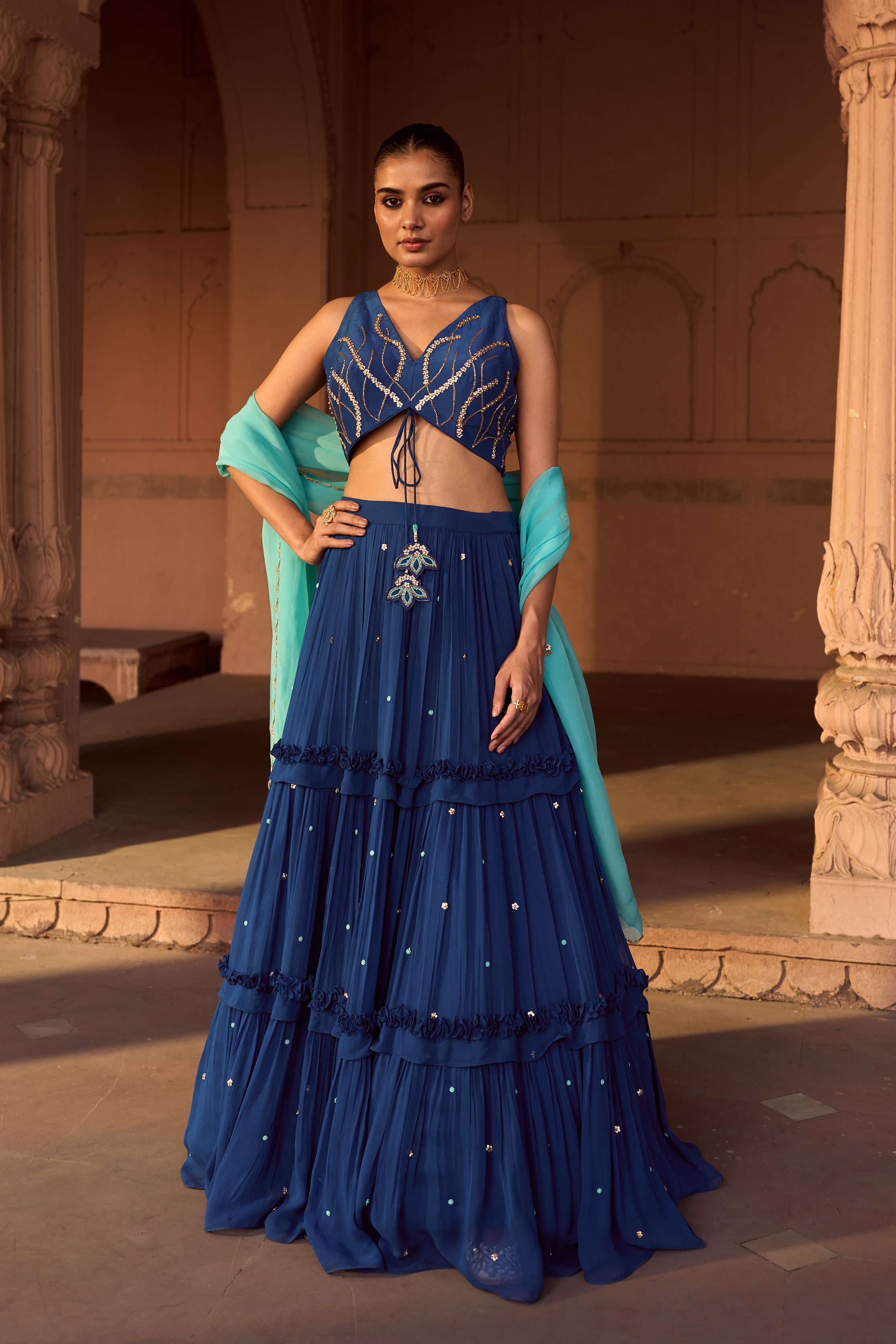 INDIGO BLUE LEHENGA SET – sonal pasrija label